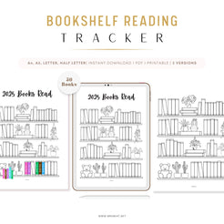 Bookshelf Reading Tracker Printable - 50 Books - M367 – mrsneat