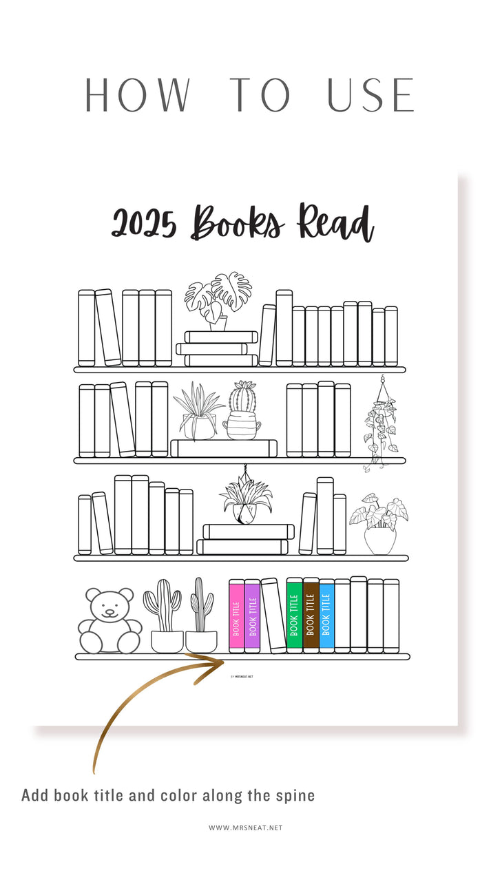 Bookshelf Reading Tracker Printable - 50 Books - M367 – mrsneat