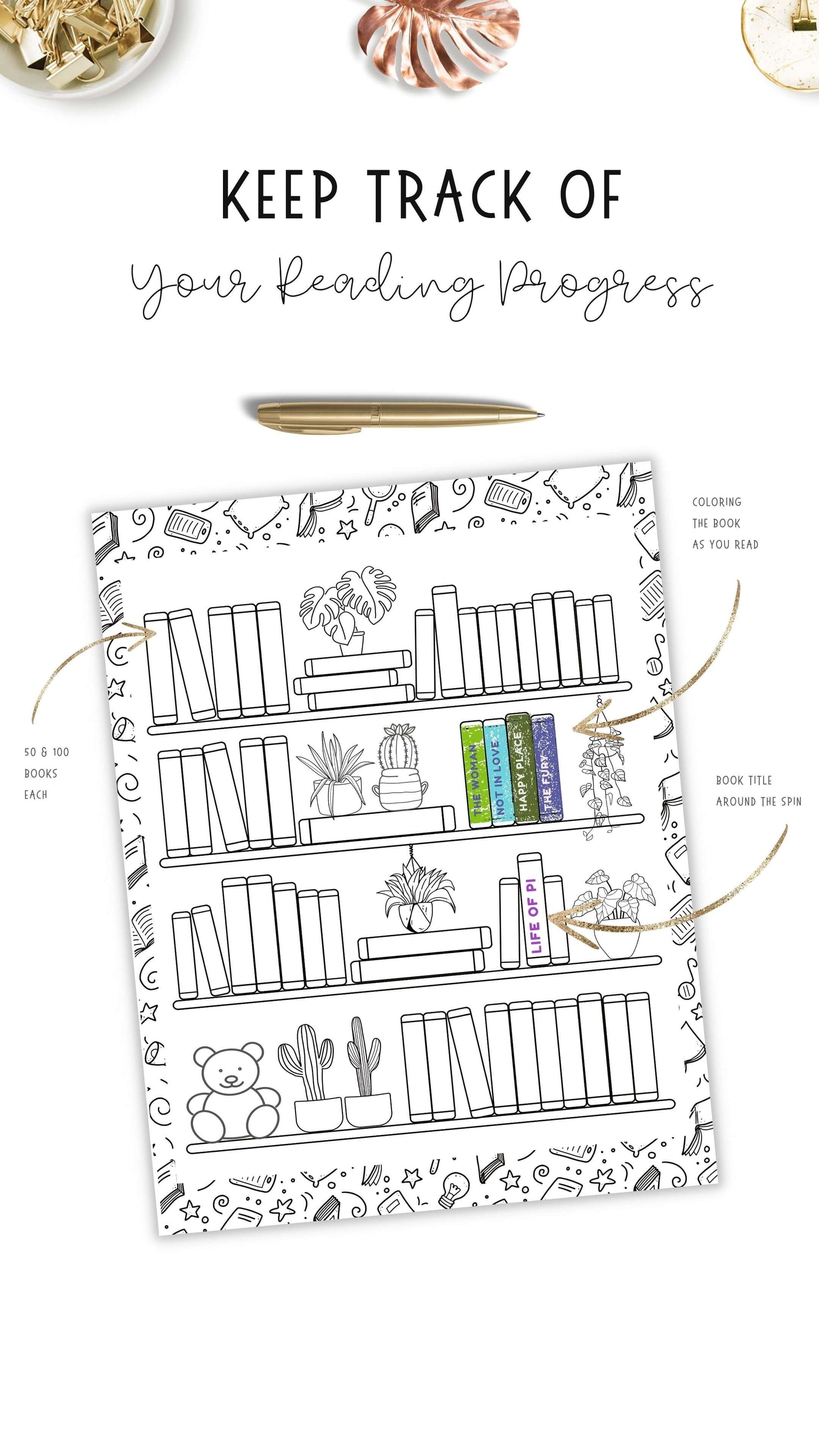 50 & 100 Bookshelf Reading Tracker - M420 – mrsneat