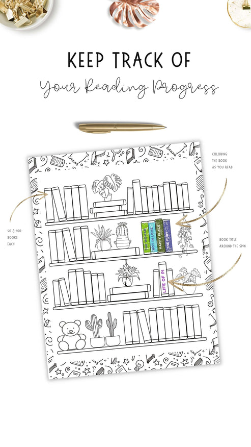 50 & 100 Bookshelf Reading Tracker - M420 – mrsneat