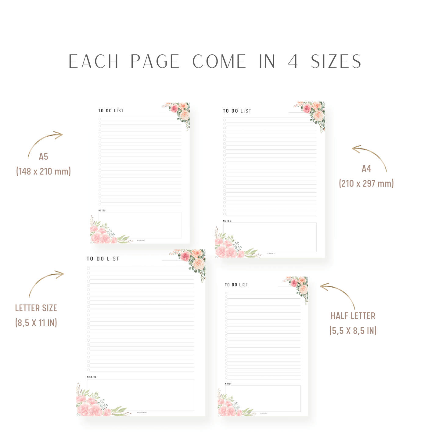 Floral To-Do List Planner Printable - M192 – mrsneat