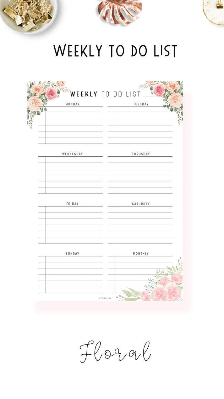 Weekly & Daily To Do List Printable - M178 – mrsneat