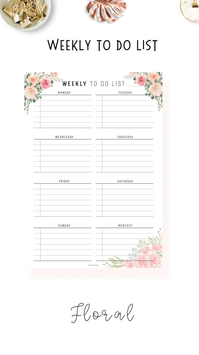 Weekly & Daily To Do List Printable – mrsneat