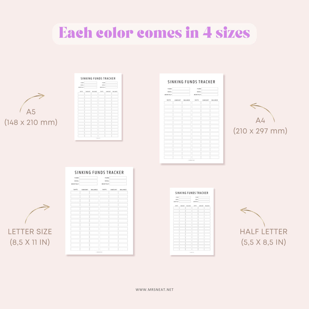 Sinking Funds Tracker PRINTABLE - M513 – mrsneat
