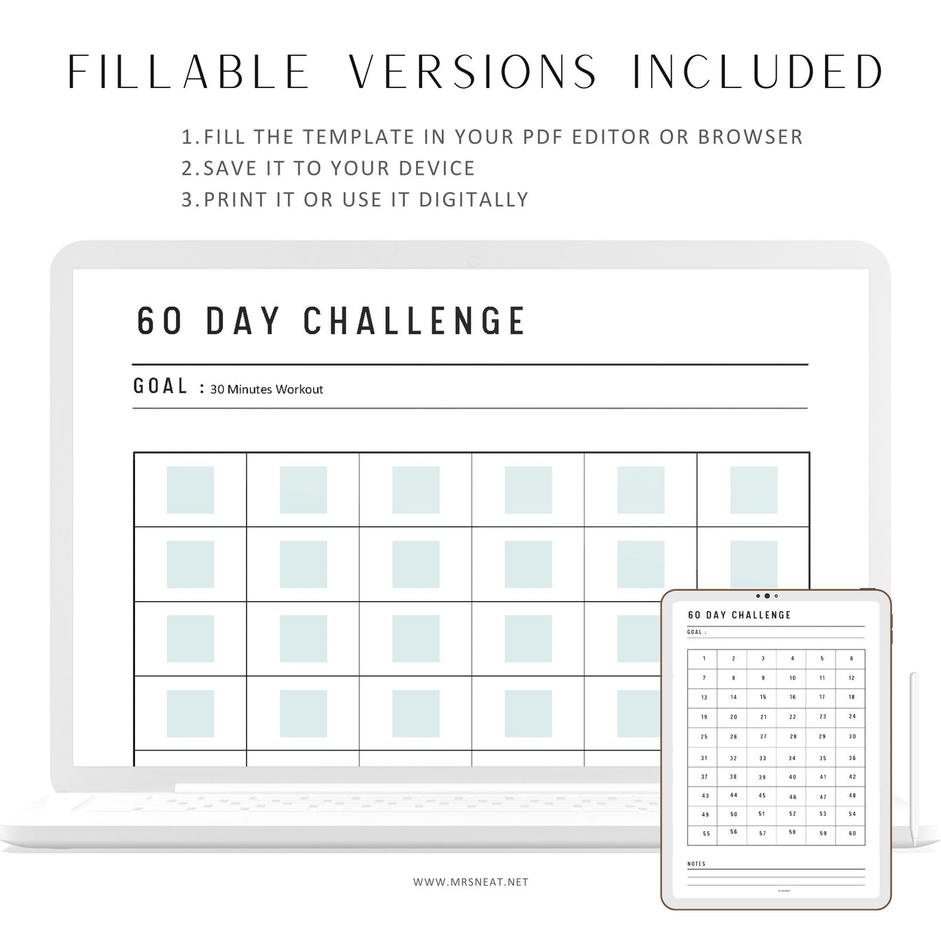 60 Day Challenge Printable - M050 – mrsneat