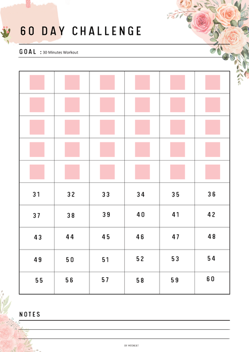 Floral 60 Day Challenge PRINTABLE - M049 – mrsneat