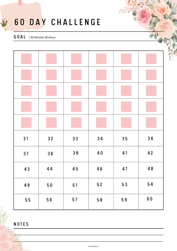 Floral 60 Day Challenge PRINTABLE - M049 – mrsneat