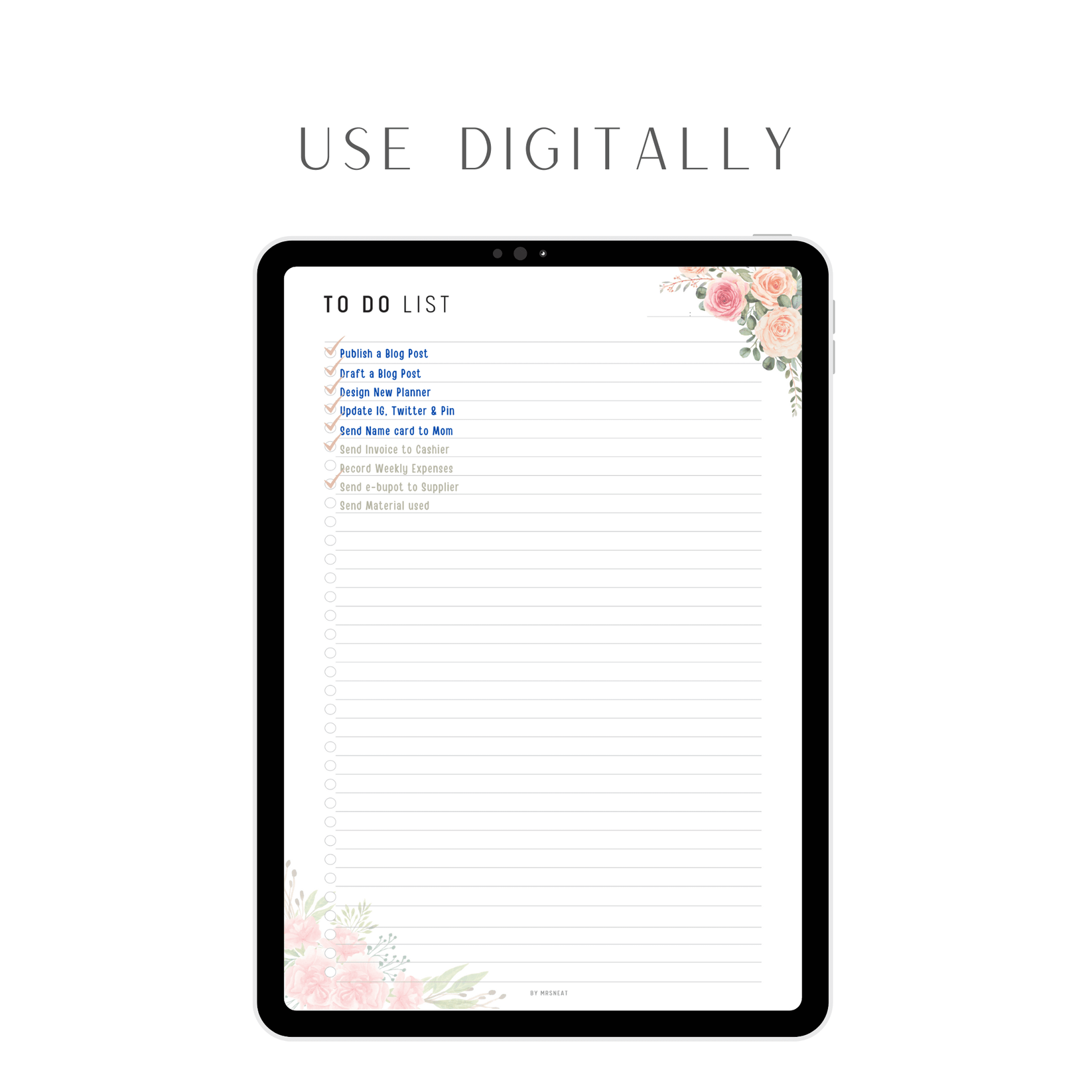 Floral To-Do List Planner Printable - M192 – mrsneat