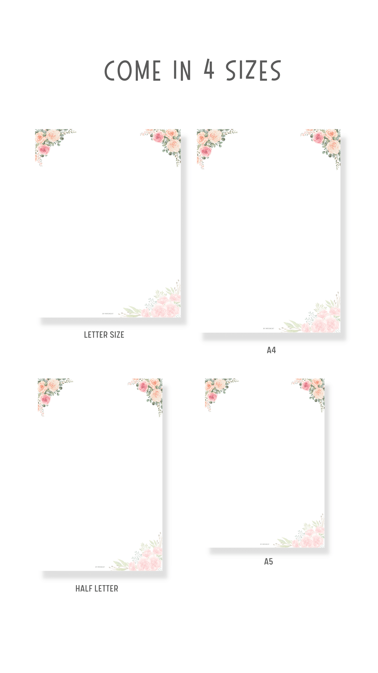 FILLABLE Floral Printable Stationery: Lined & Unlined Paper (PDF) - M1 ...