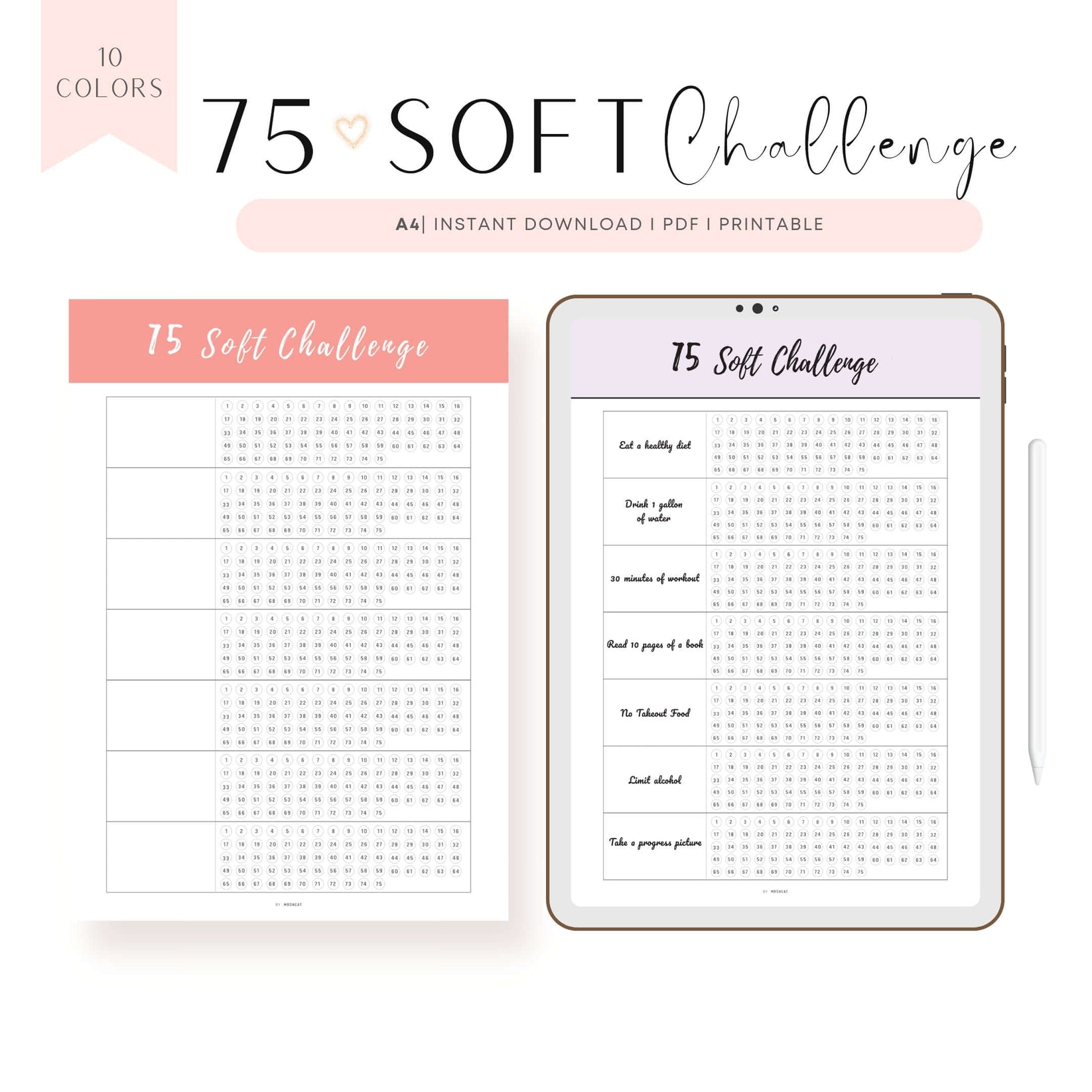 Printable 75 Soft Challenge Template – mrsneat