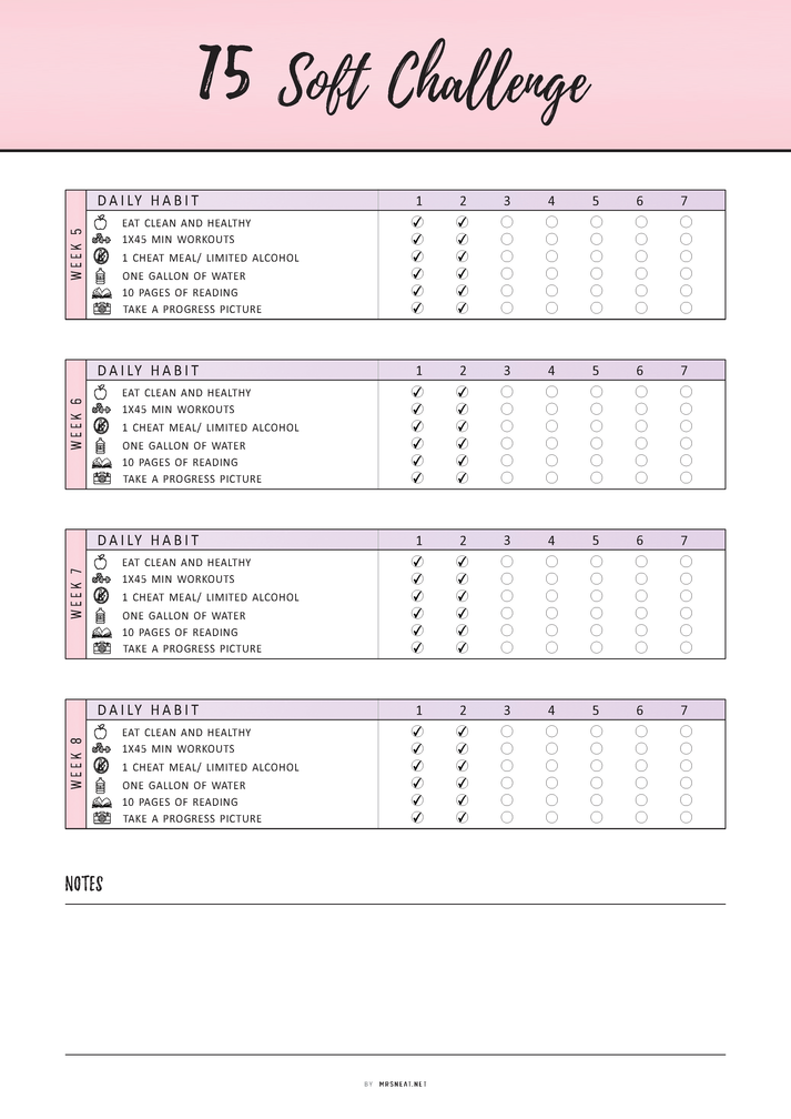 75 Soft Challenge Tracker - M308 – mrsneat
