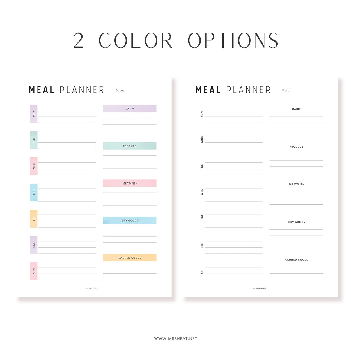 7 Day Meal Planner Printable - M524 – mrsneat