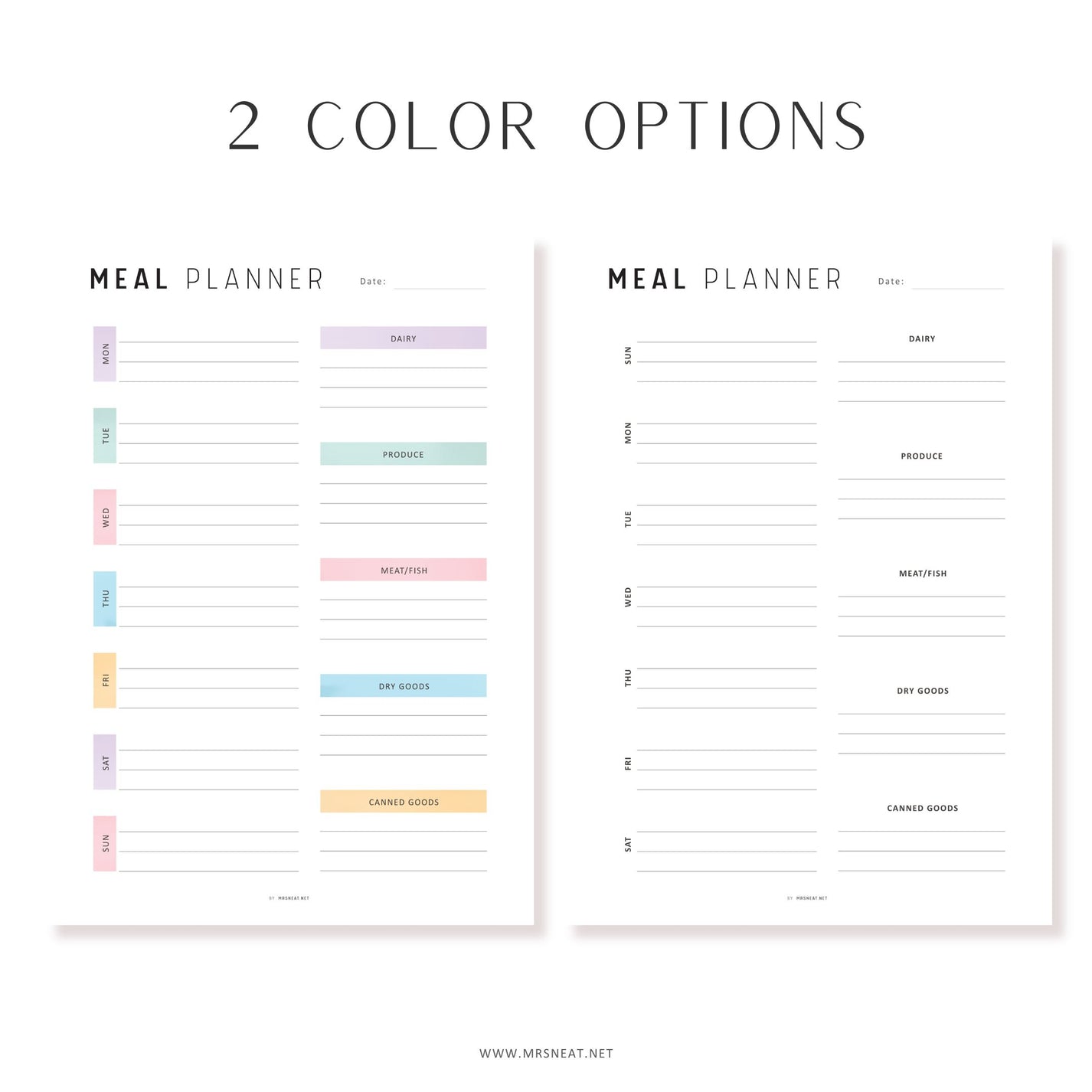 7 Day Meal Planner Printable - M524 – mrsneat