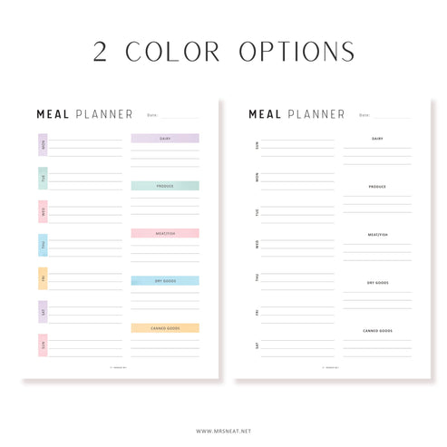 7 Day Meal Planner Printable - M524 – mrsneat