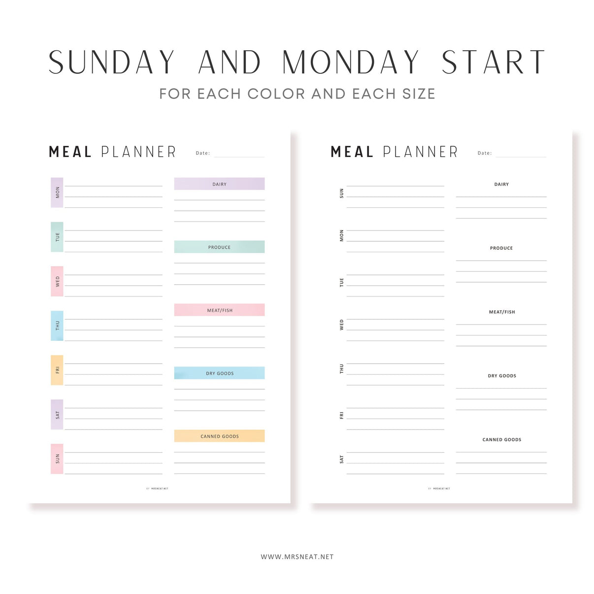 7 Day Meal Planner Printable - M524 – mrsneat