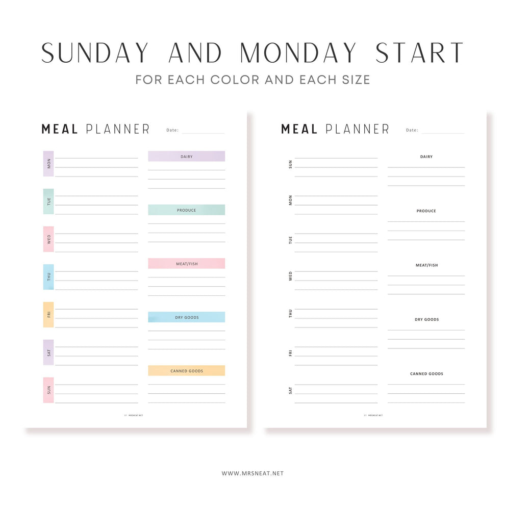 7 Day Meal Planner Printable - M524 – mrsneat