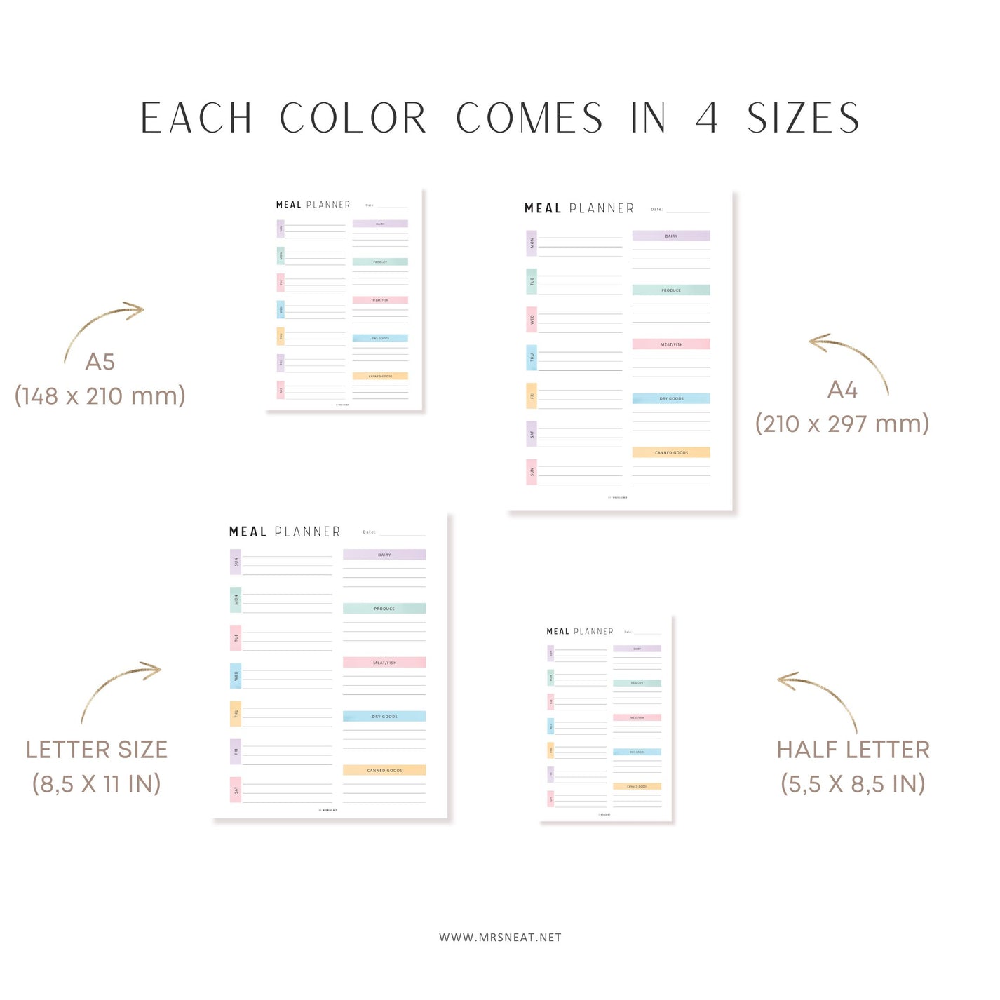 7 Day Meal Planner Printable - M524 – mrsneat