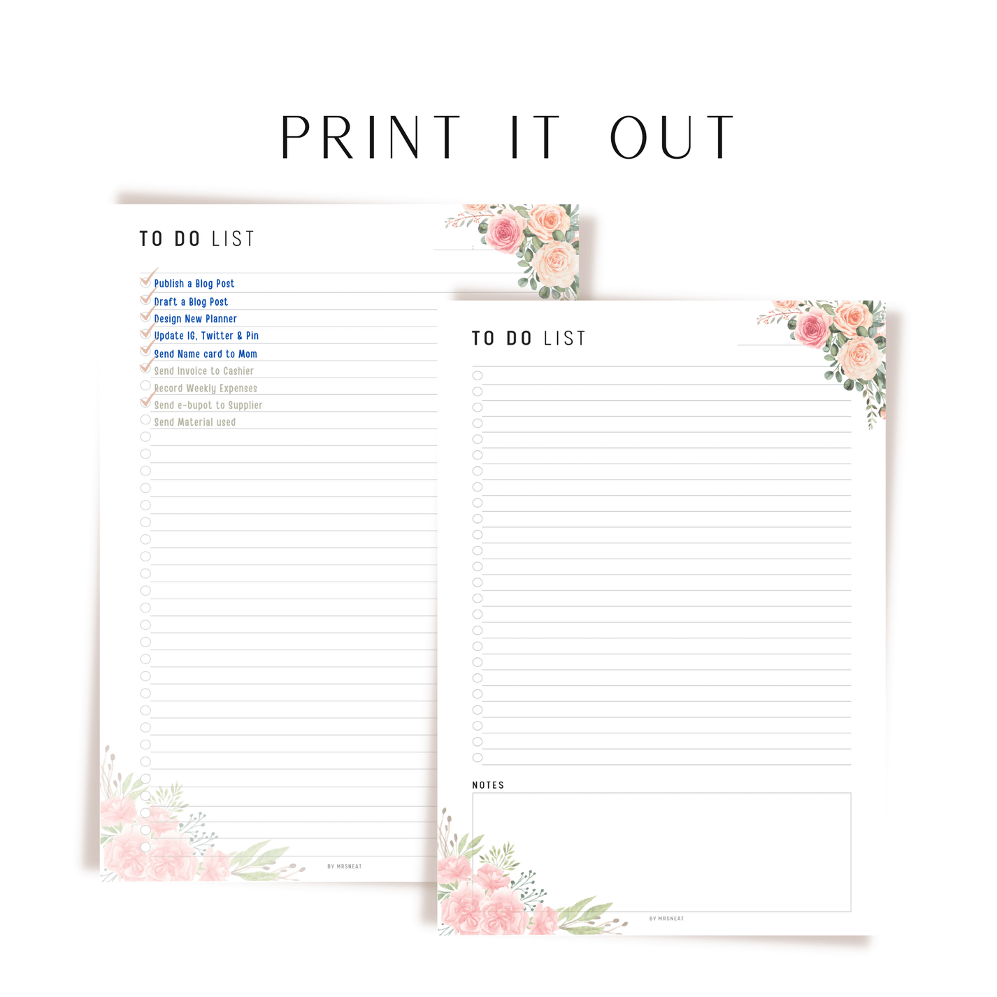 Floral To-Do List Planner Printable - M192 – mrsneat