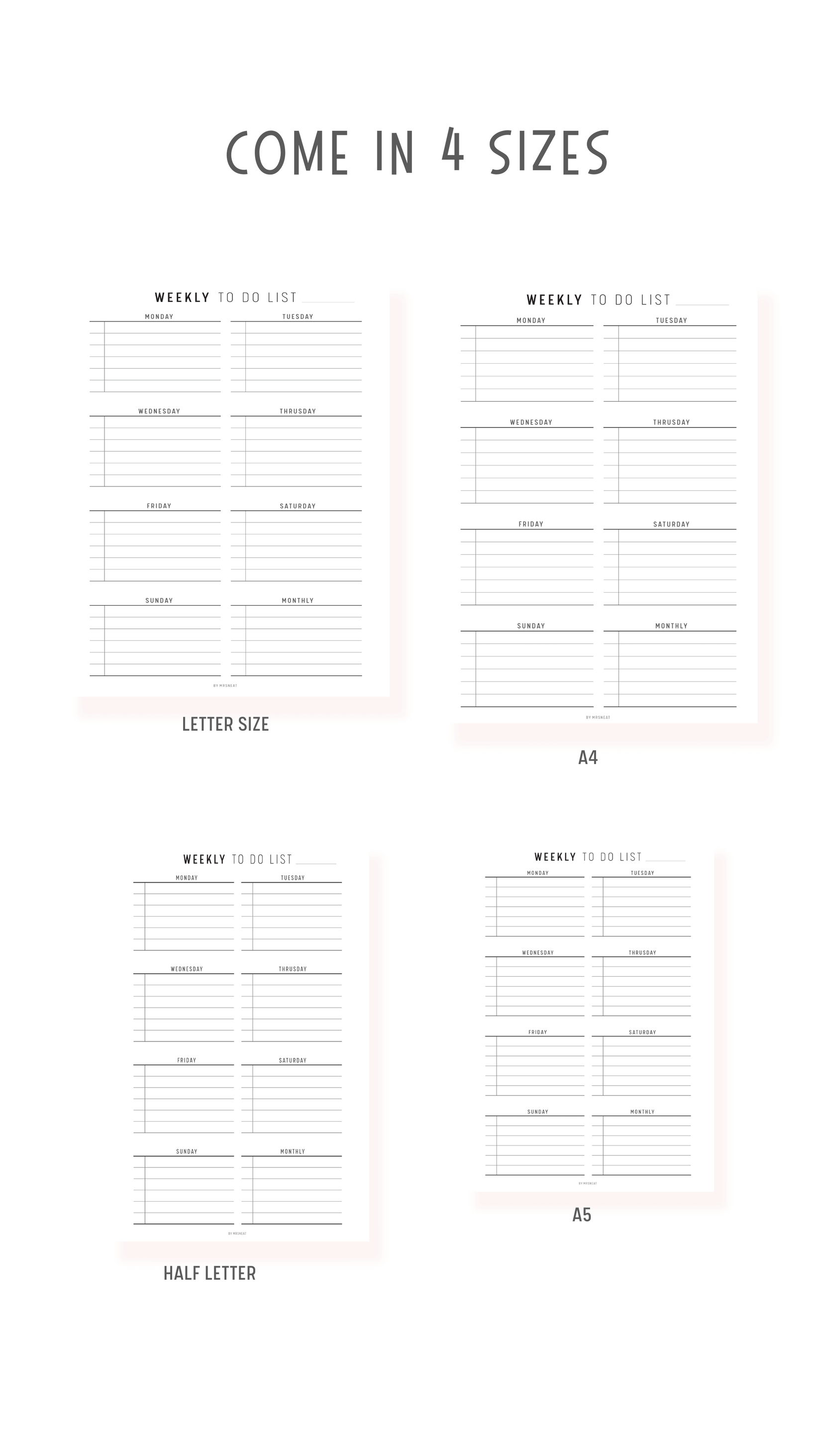 Weekly & Daily To Do List Printable – mrsneat