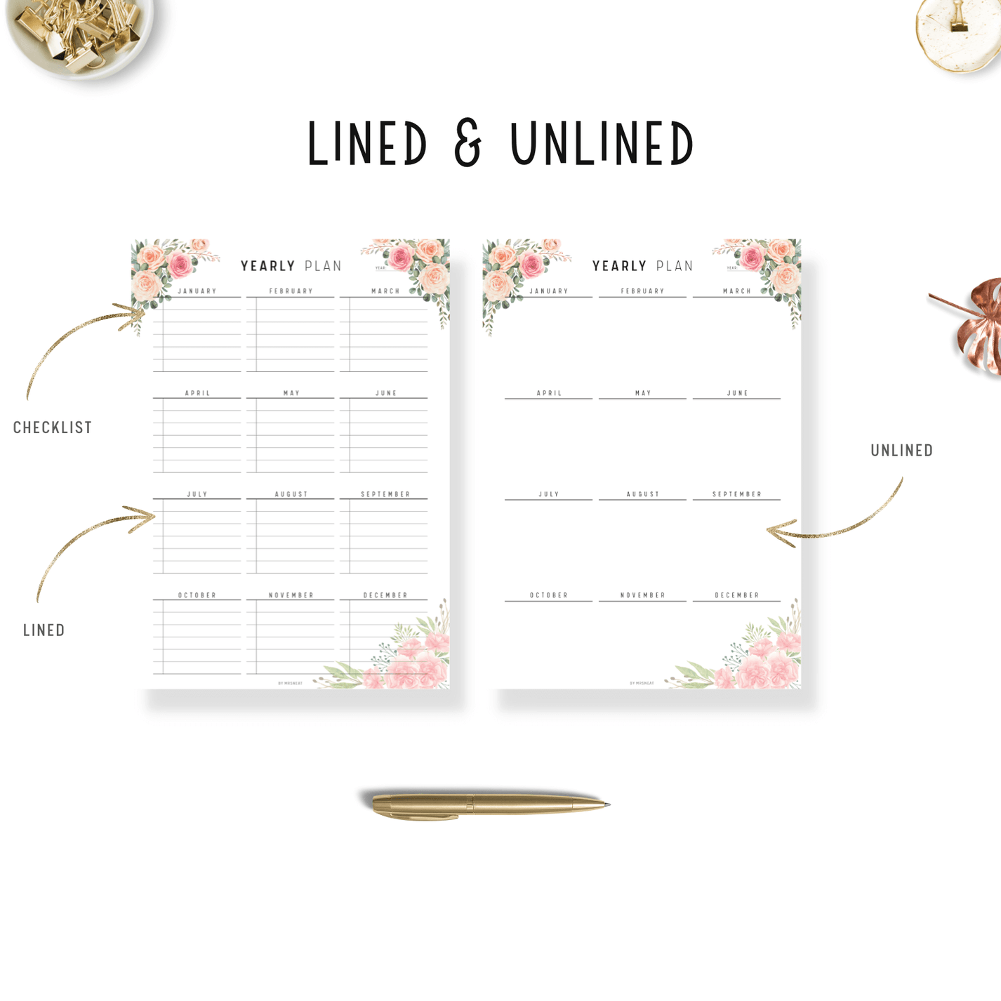 Floral Yearly Goal Planner Printable – mrsneat