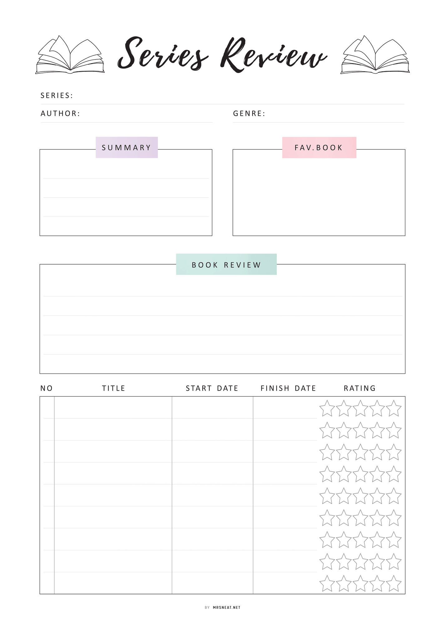 Series Review Tracker Printable – mrsneat