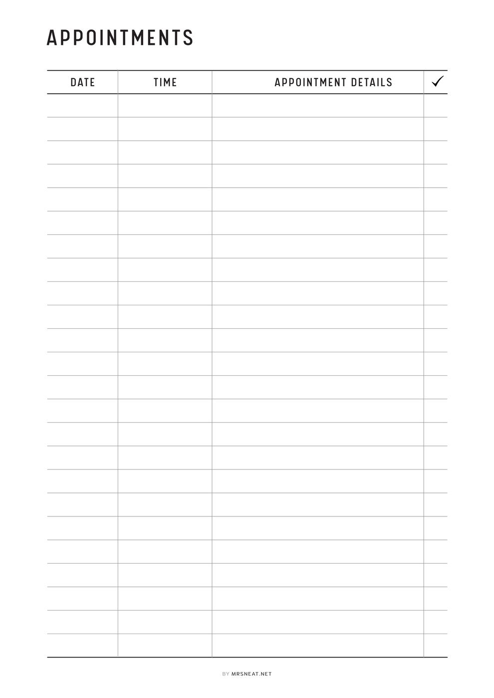 Appointment Tracker - M083 – mrsneat