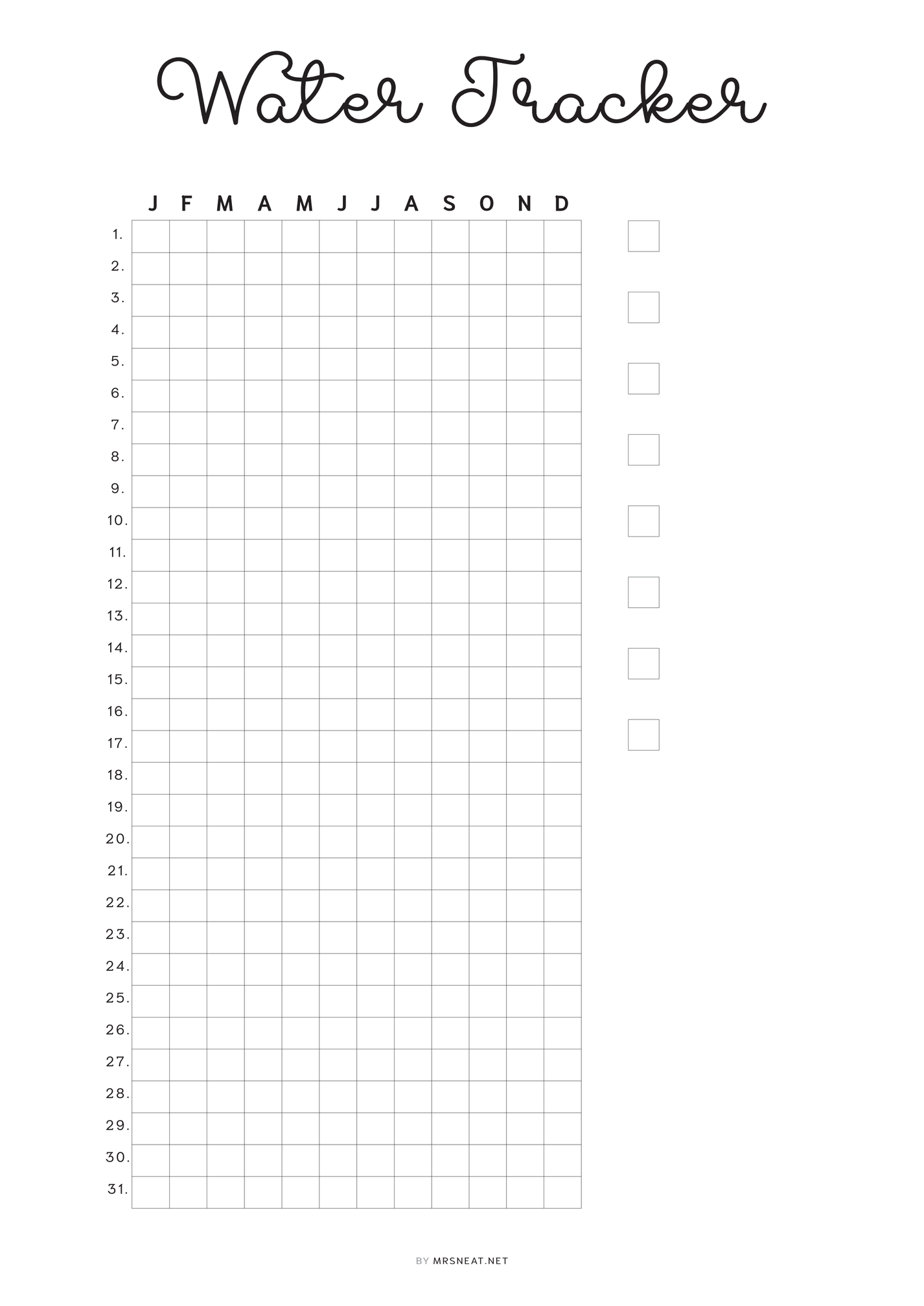 Water Tracker PRINTABLE PDF - M506 – mrsneat