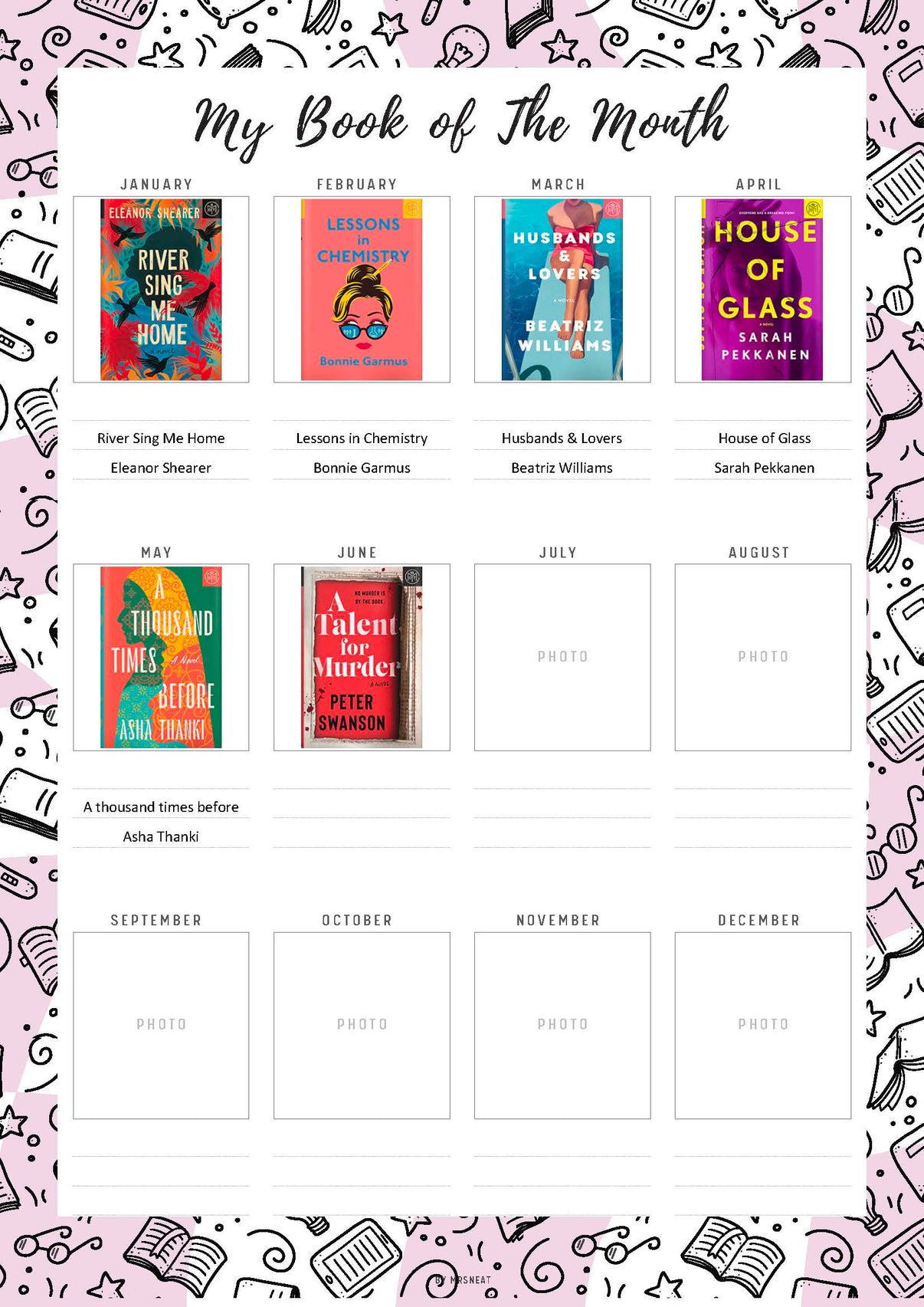 My Book of The Month Template Printable - M430 – mrsneat
