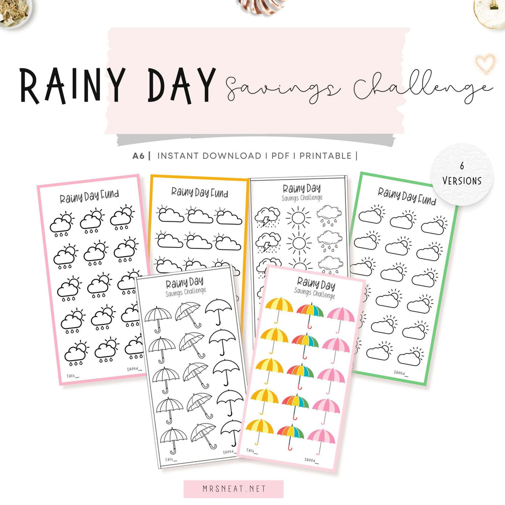 Rainy Day Savings Challenge Printable – mrsneat