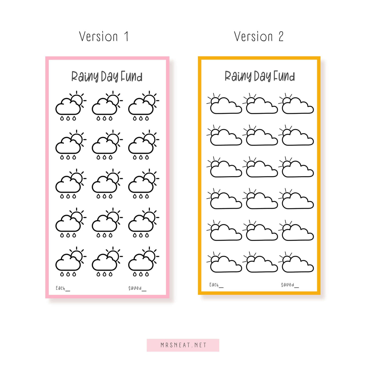 Rainy Day Savings Challenge Printable – mrsneat