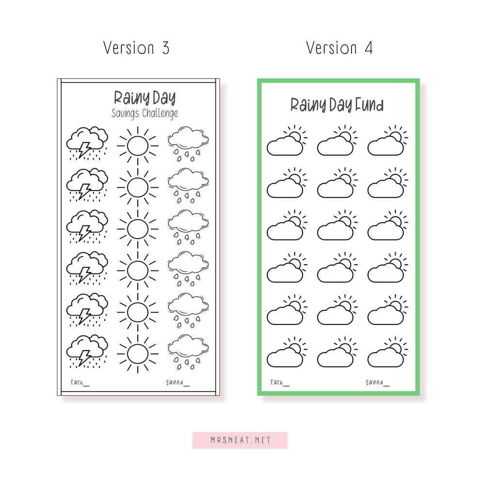 Rainy Day Savings Challenge Printable – mrsneat