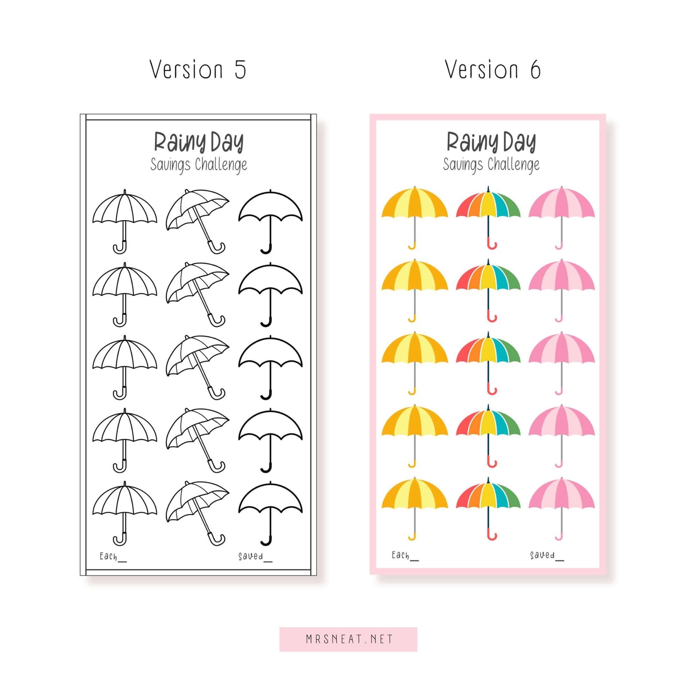 Rainy Day Savings Challenge Printable – mrsneat