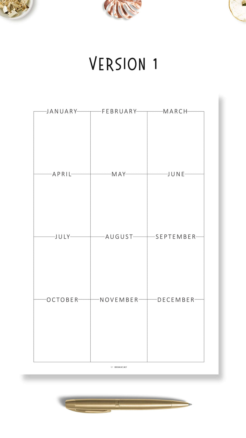 Any Year at a Glance Template Printable - M403 – mrsneat