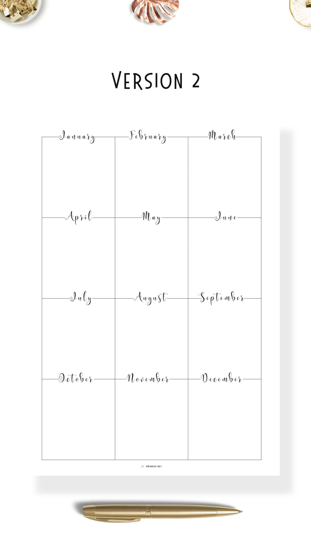 Any Year at a Glance Template Printable – mrsneat