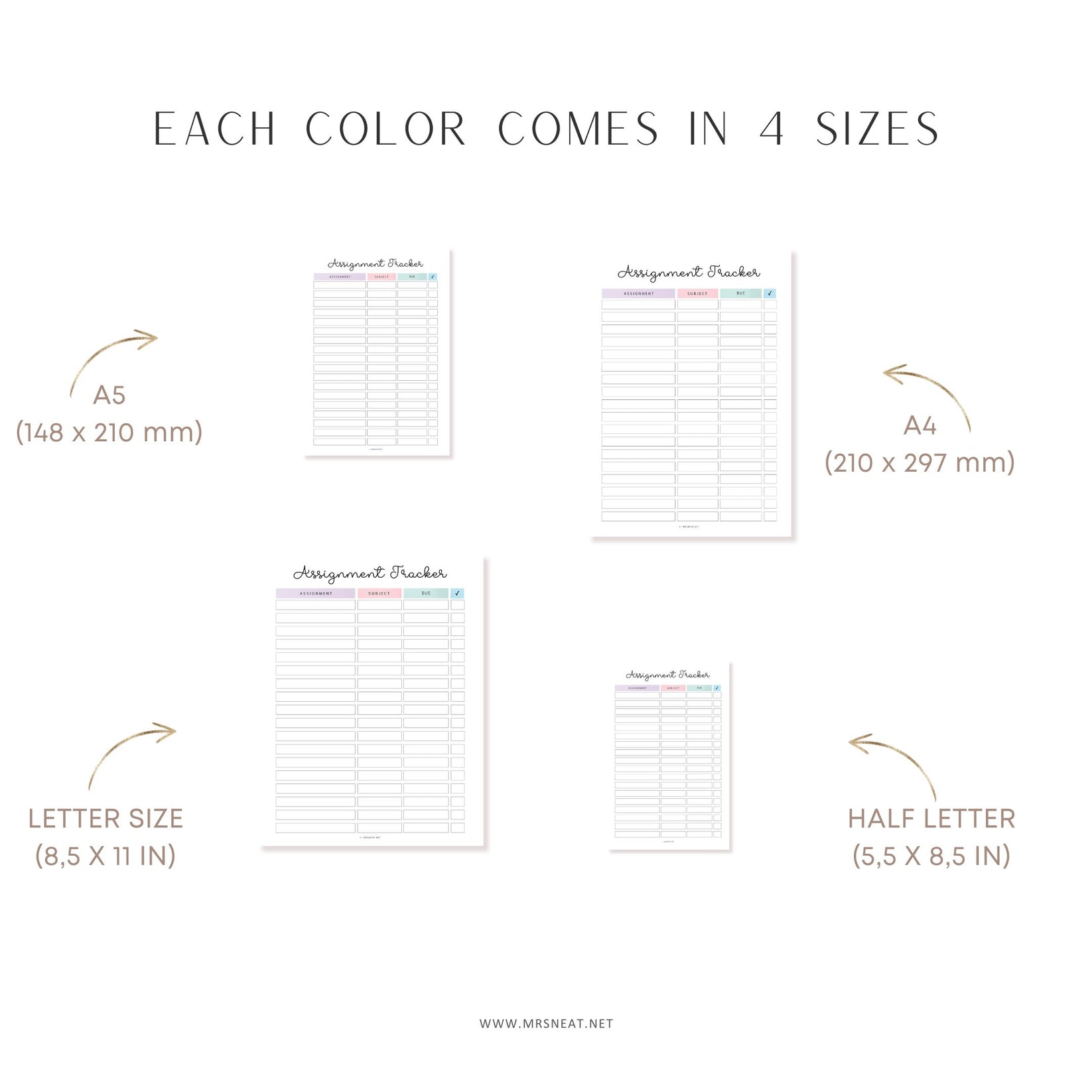 Assignment Tracker Printable Journal Page - M535 – mrsneat