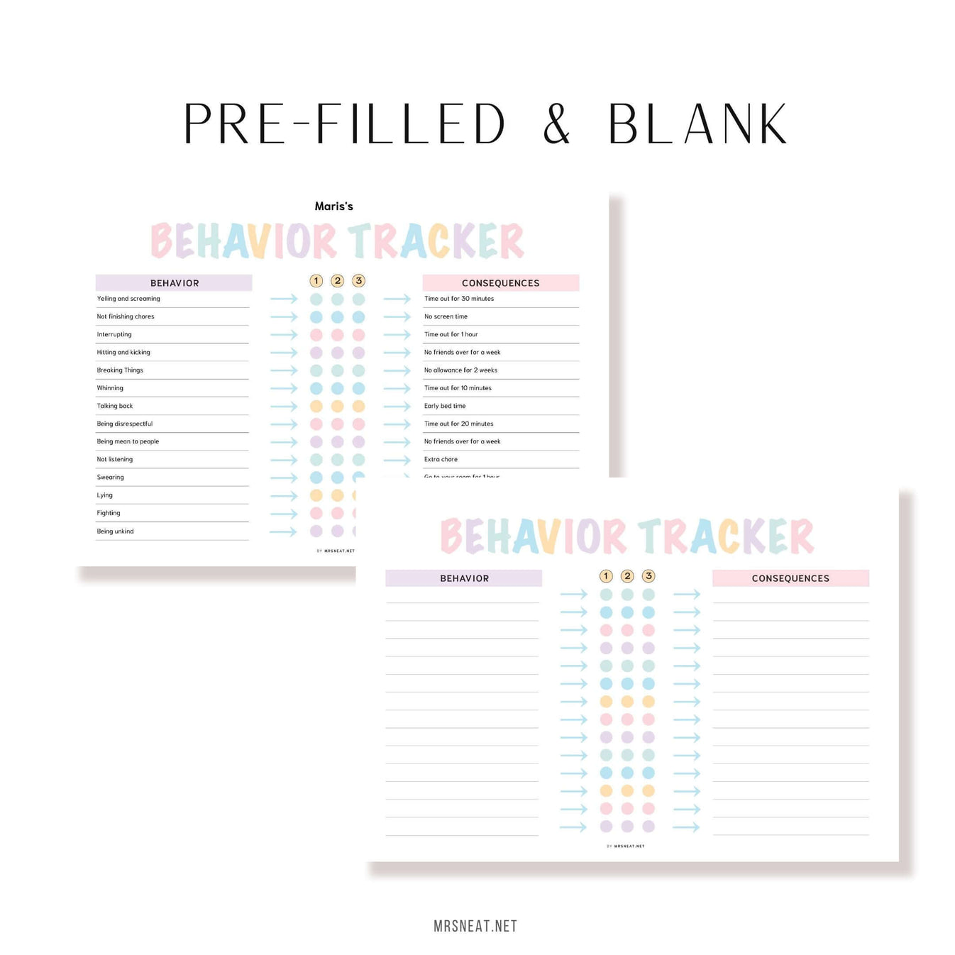 Editable Behavior Chart Template PDF - M494 – mrsneat