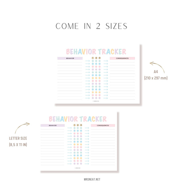 Editable Behavior Chart Template PDF - M494 – mrsneat
