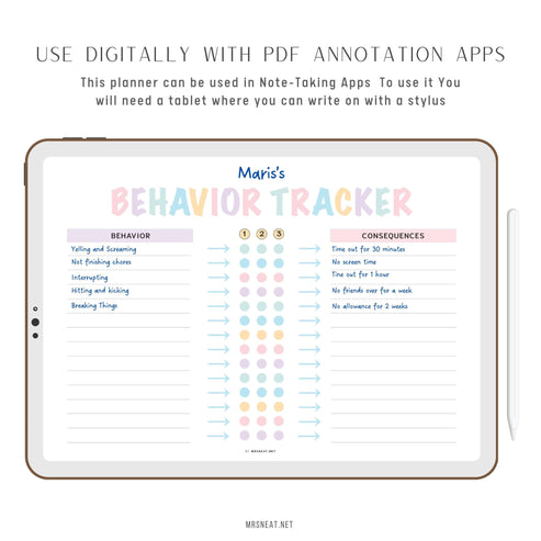 Editable Behavior Chart Template PDF - M494 – mrsneat