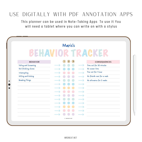 Editable Behavior Chart Template PDF - M494 – mrsneat
