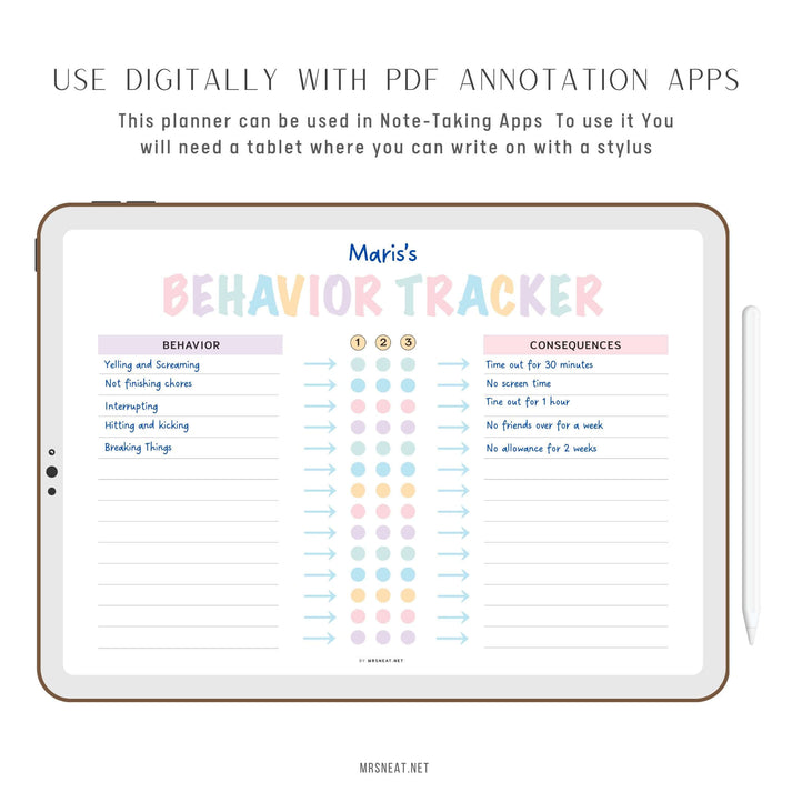 Editable Behavior Chart Template PDF - M494 – mrsneat