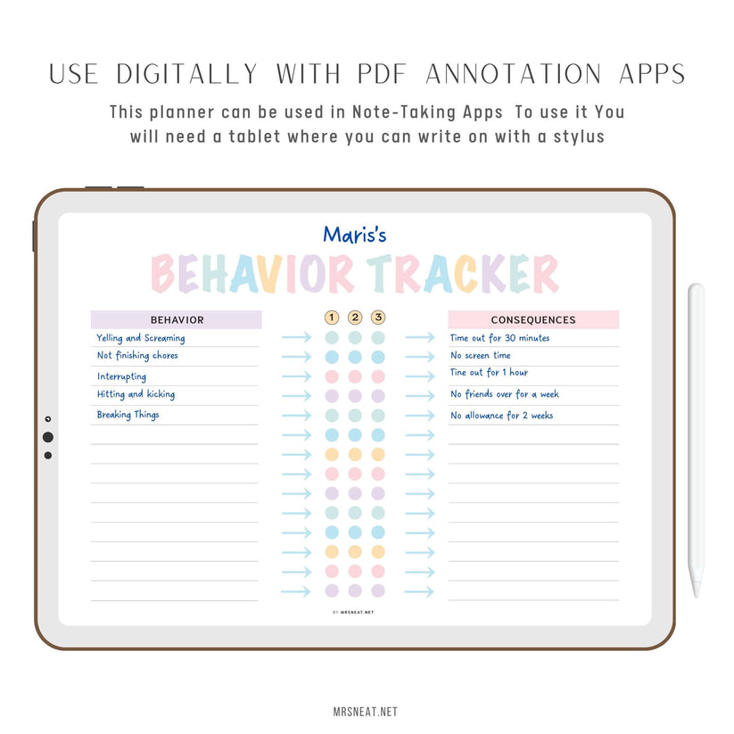 Editable Behavior Chart Template PDF - M494 – mrsneat