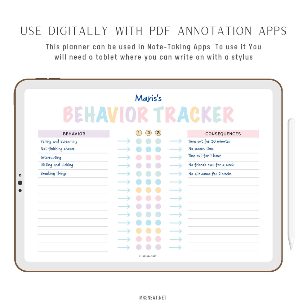Editable Behavior Chart Template PDF - M494 – mrsneat