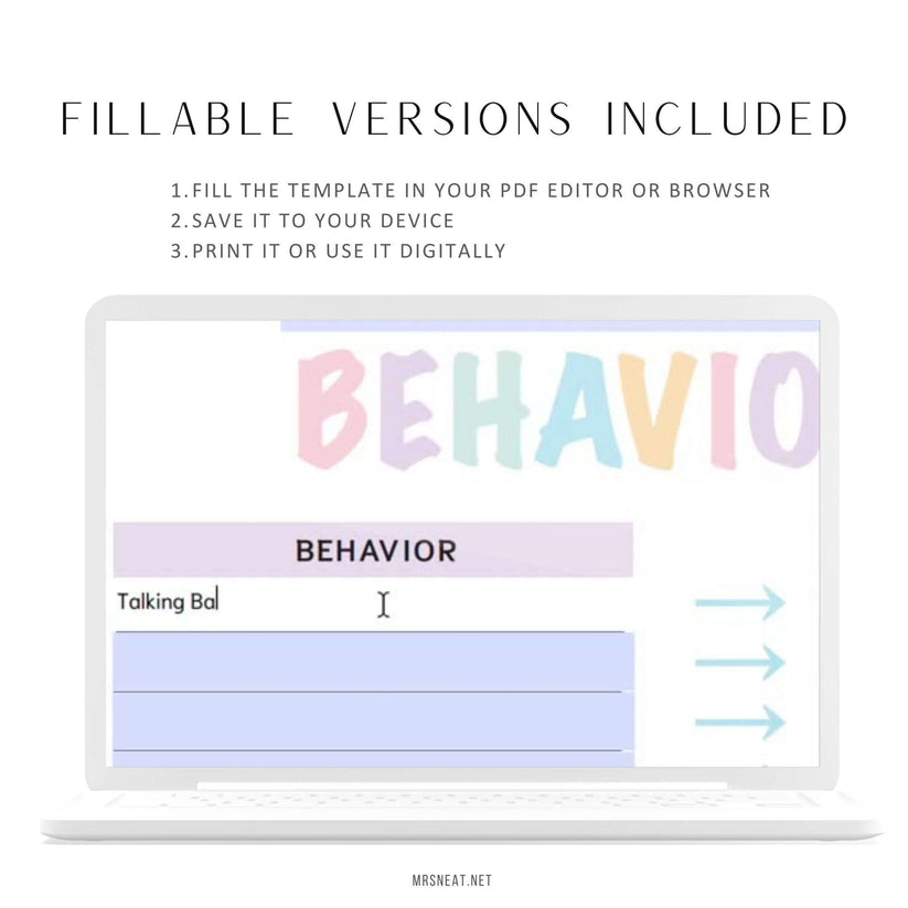 Editable Behavior Chart Template PDF - M494 – mrsneat
