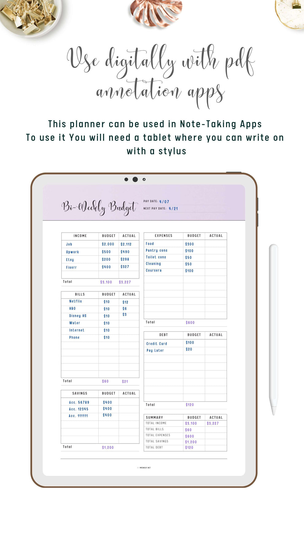 Bi-Weekly Budget Template Printable – mrsneat