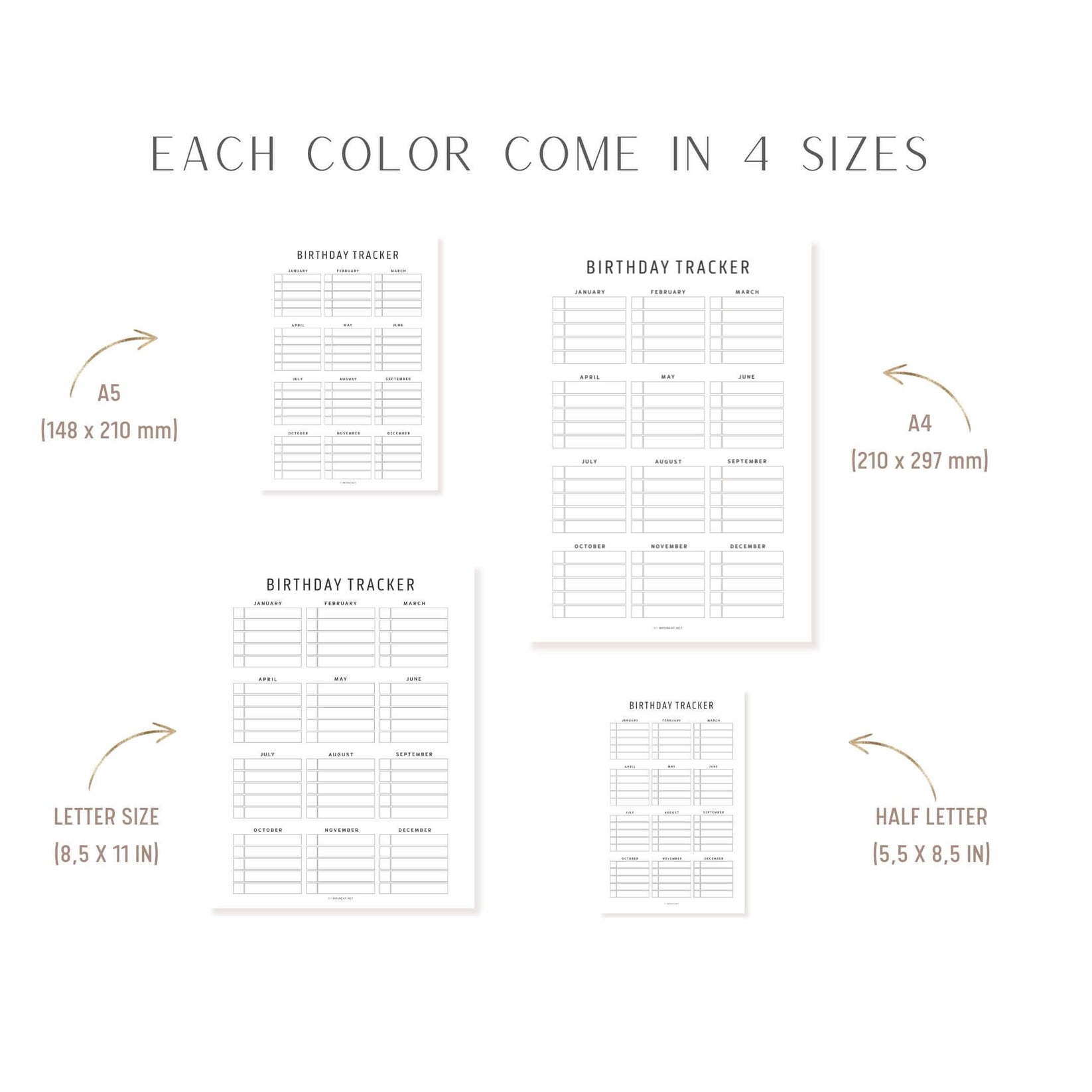 Birthday Tracker Printable - M485 – mrsneat
