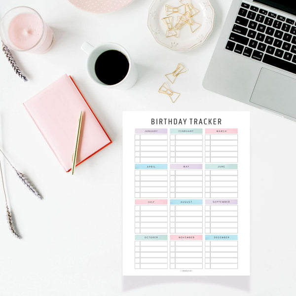 Birthday Tracker Printable - M485 – mrsneat