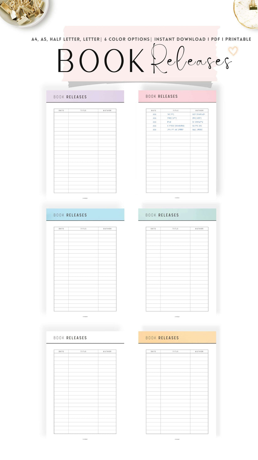 Upcoming Book Releases Template Printable - M296 – mrsneat