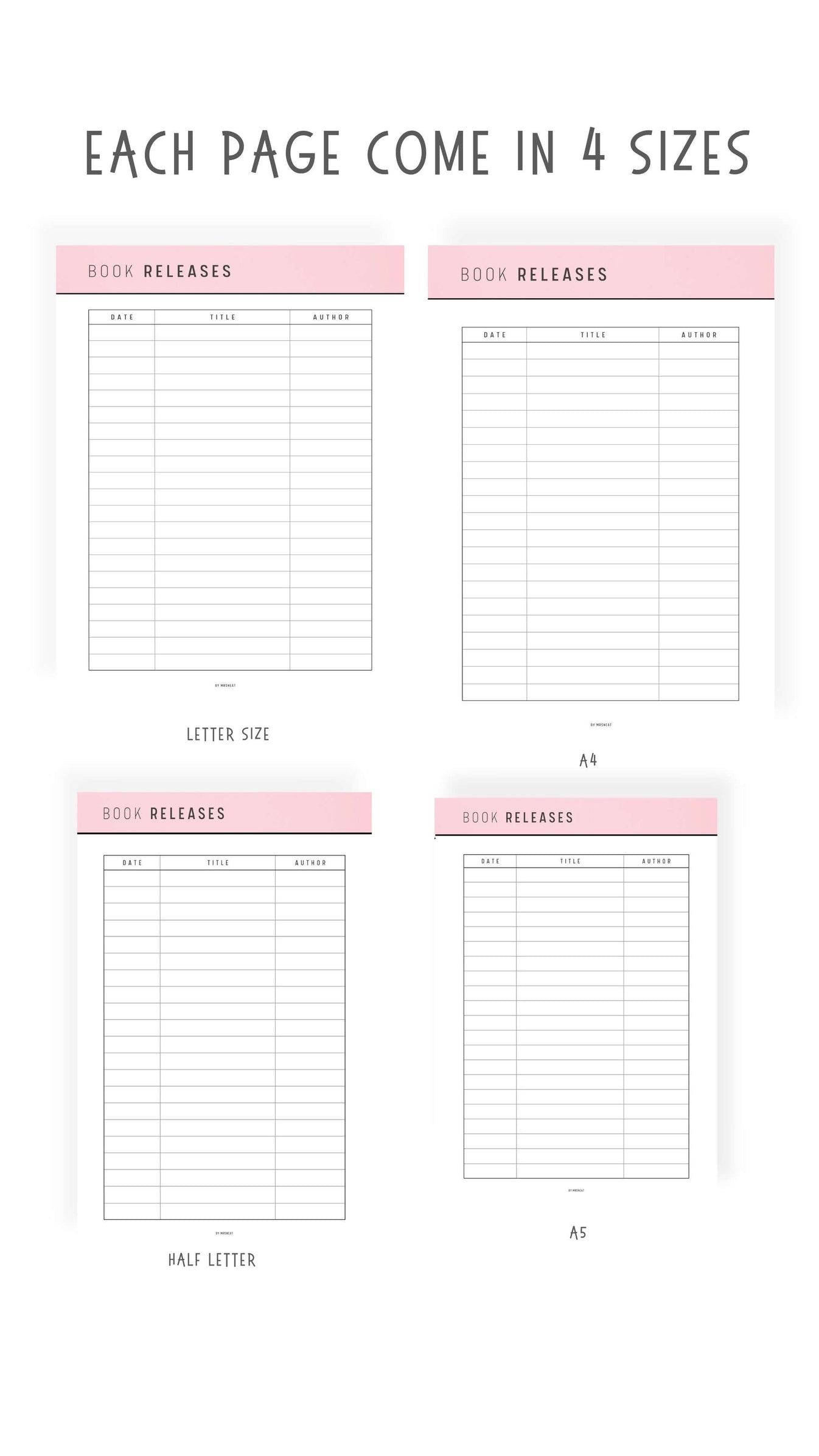 Upcoming Book Releases Template Printable – mrsneat