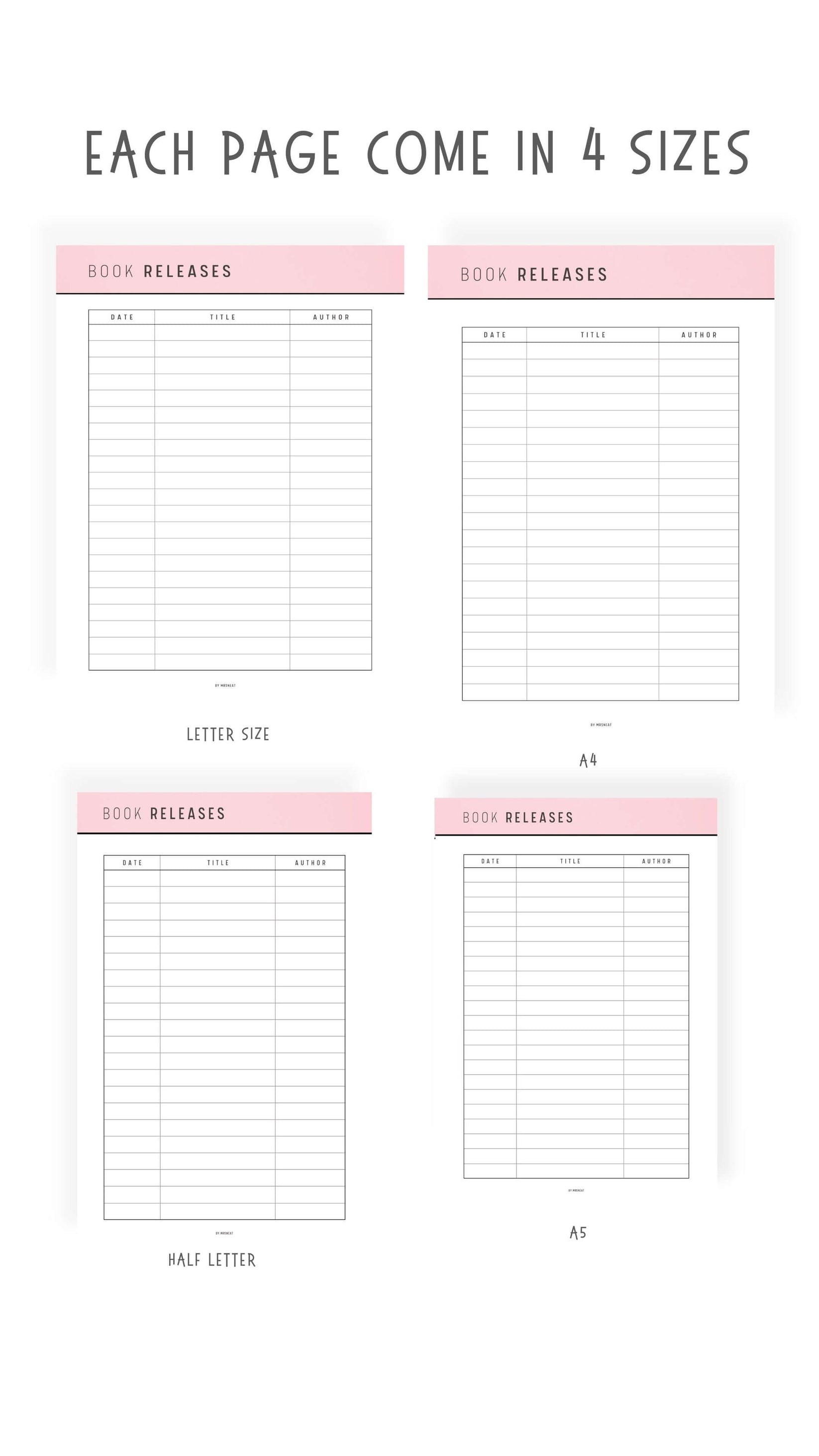 Upcoming Book Releases Template Printable – mrsneat