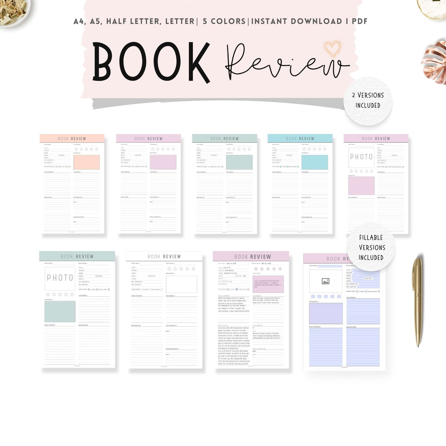 Free Book Review Template - M002 – mrsneat